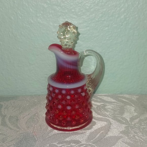 Fenton | Dining | Vintage Fenton Cranberry Opalescent Hobnail Cruet ...